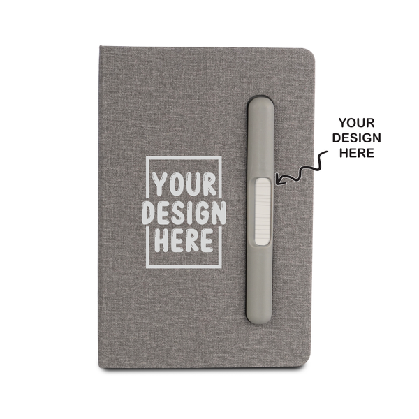 Personalized A5 Gray Notebook Diary with Pen Holder and Phone Stand for ...